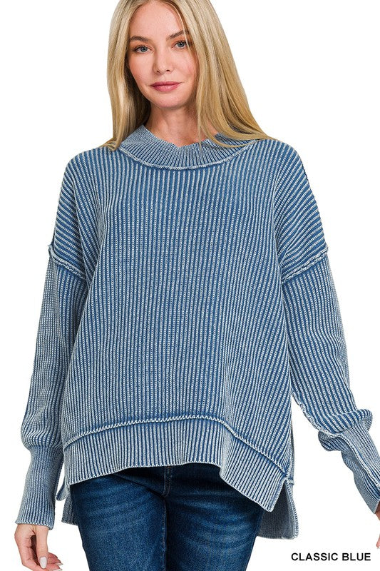 Washed Blue Oversized Sweater – The Cottage Boutique and Gifts